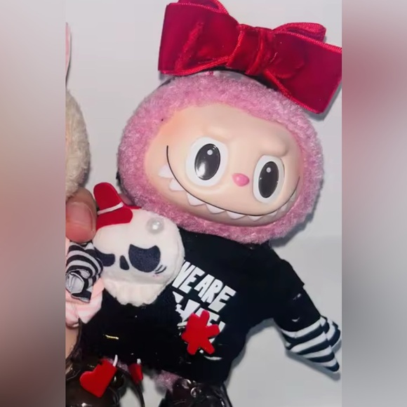 Toys | Pink And Black Labubu Outfit With Red Bow Doll Not Included ...